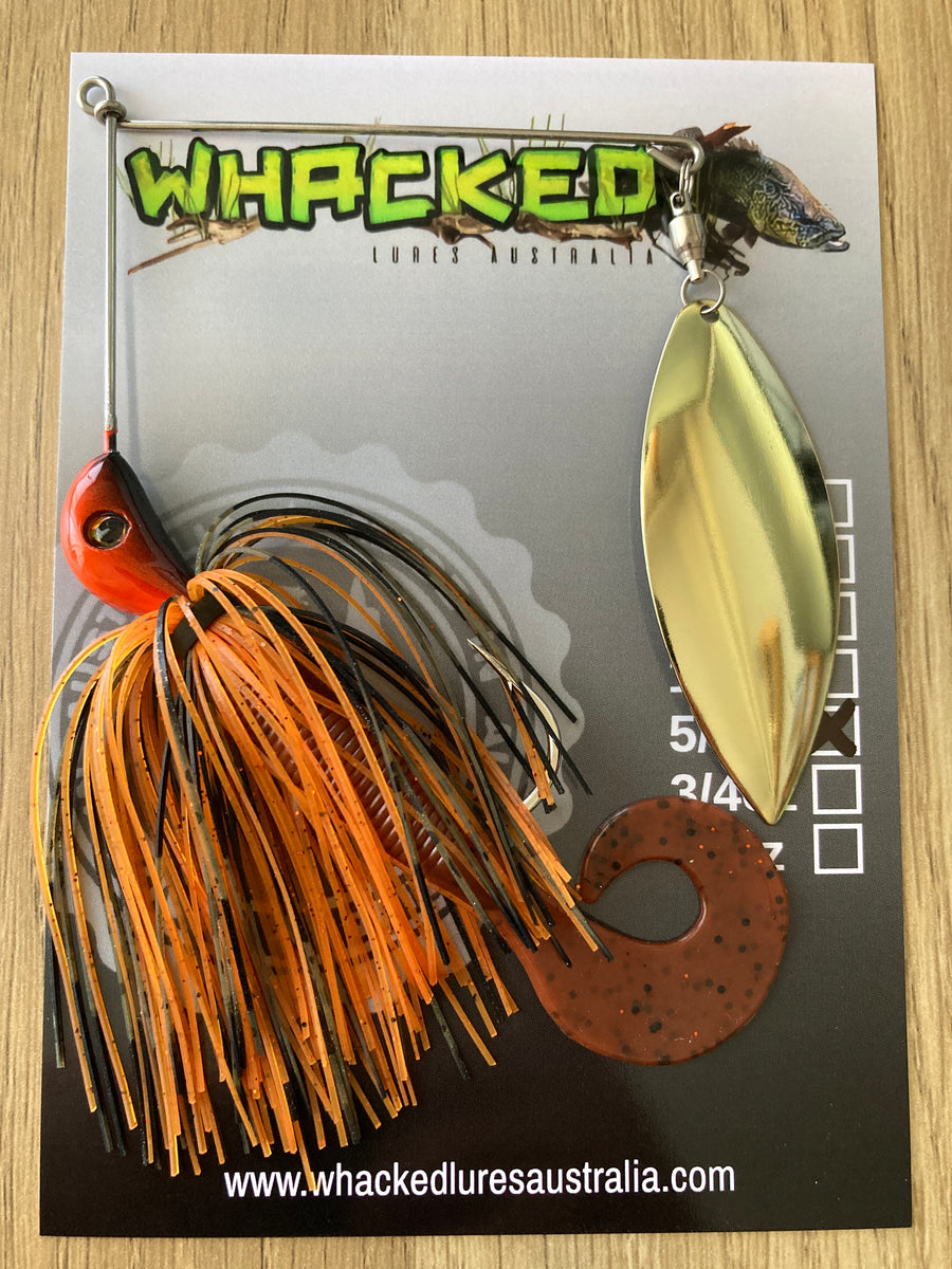 5/8oz Single Willow Blade Spinnerbait ~ RUSTY ORANGE ~ Grub Trailer (G ...