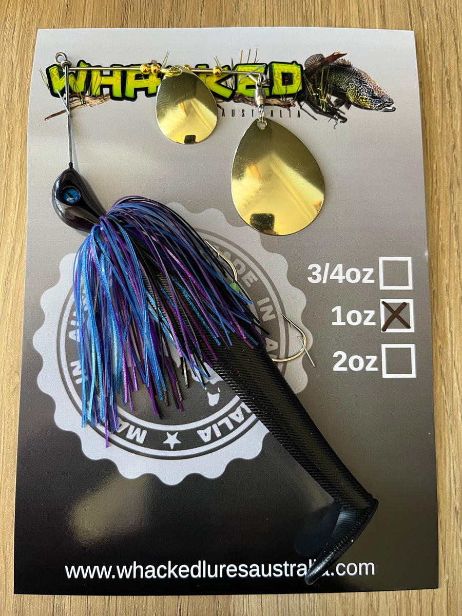 1oz Spinnerbait ~ BRUISER ~ Paddle Tail Trailer (Gold Blades) – Whacked ...